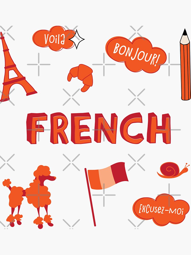 "Orange French Language School Subject Sticker Pack" Sticker by The ...