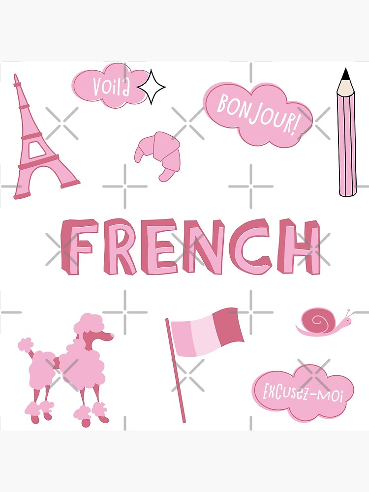 "Pink French Language School Subject Sticker Pack" Poster for Sale by ...