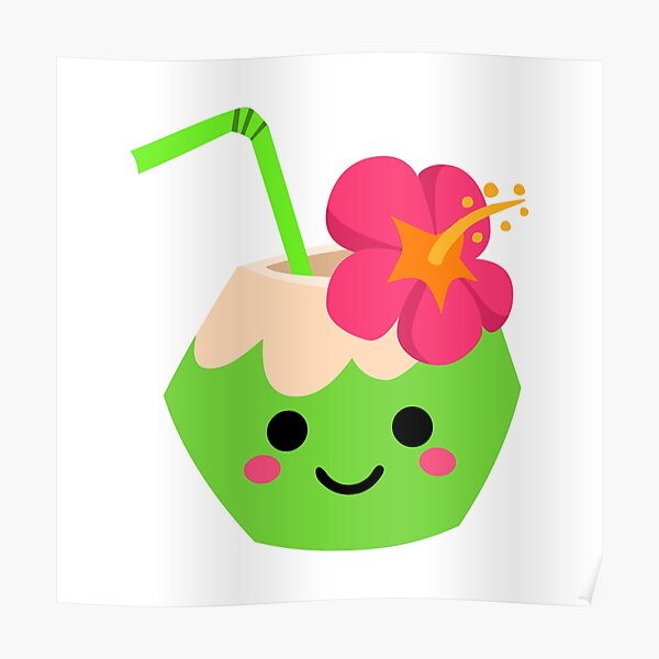 "Cute Happy Tropical Coconut" Poster for Sale by alyssaerin | Redbubble