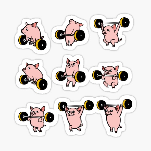 " Olympic Lifting Pig" Sticker by Huebucket | Redbubble