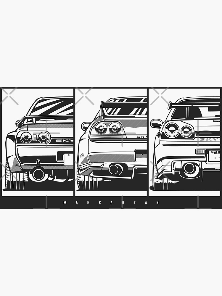 "Skyline GTR Generations" Sticker for Sale by OlegMarkaryan | Redbubble