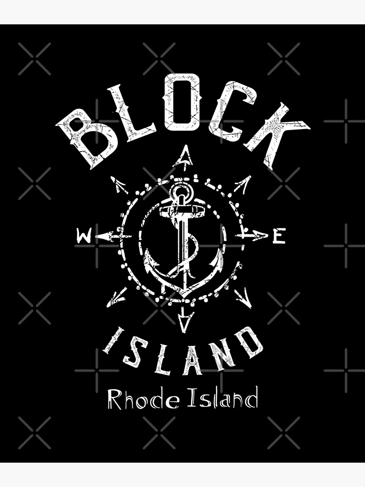 "Block Island Rhode Island, RI Nautical Compass Rose, Wind Rose ...