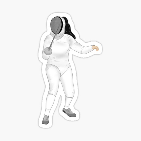 "Epee Fencing Women with Dark Ponytail - Fencer" Sticker by fencinglove ...