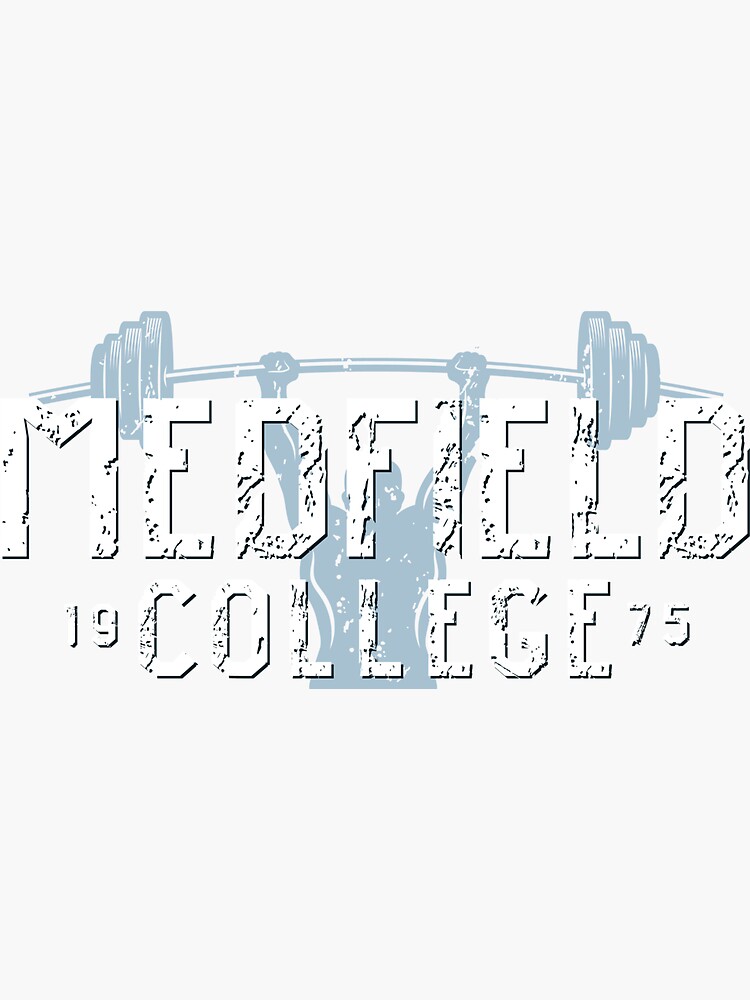 "Medfield College weightlifting 1975" Sticker by wholleywood | Redbubble