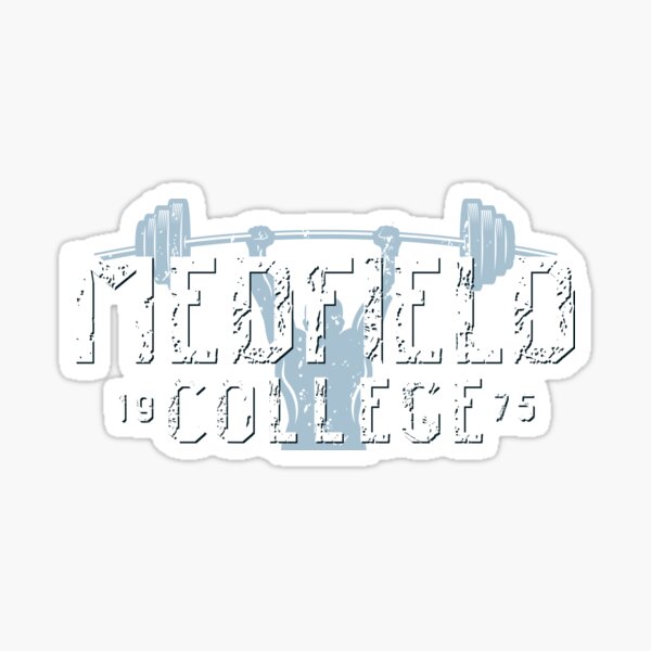 "Medfield College weightlifting 1975" Sticker by wholleywood | Redbubble