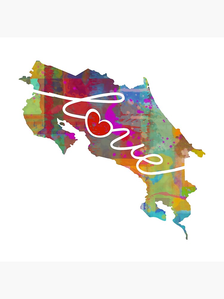 Lámina fotográfica «Costa Rica Love - Una colorida silueta de un mapa ...