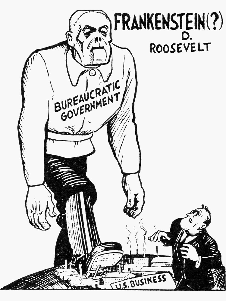 "1935 Franklin D. Roosevelt's Big Government Monster" Sticker by ...