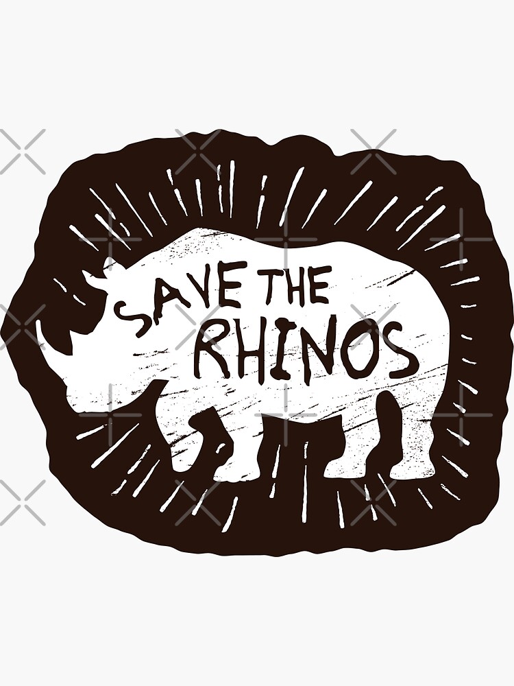 "Save The Rhinos - Rhino Conservation" Sticker for Sale by Bangtees ...