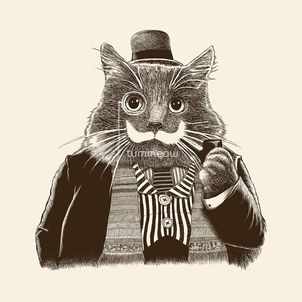 "Mustache Cat" by tummeow | Redbubble