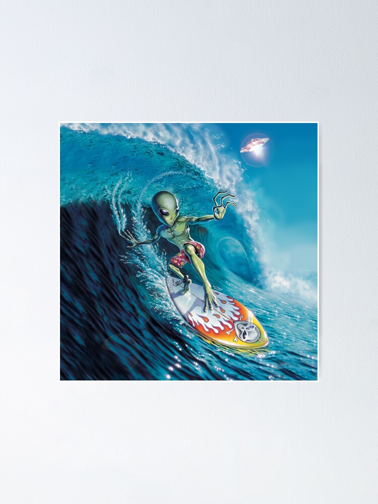 "Alien Surfer" Poster for Sale by David Penfound | Redbubble