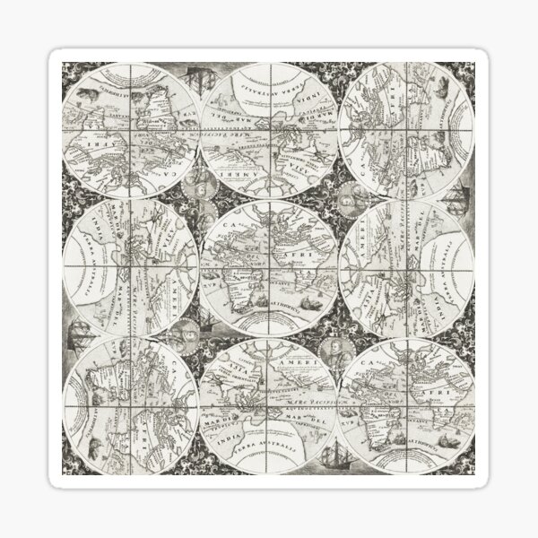 "World map antique vintage" Sticker for Sale by oceanys | Redbubble