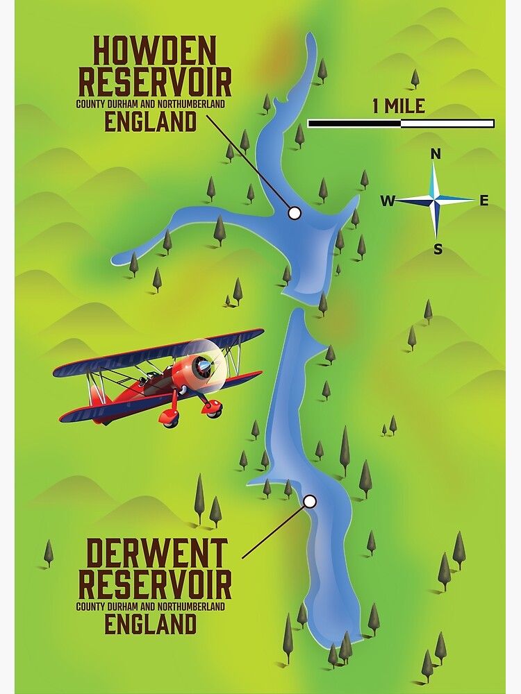 "Derwent & Howden Reservoir Travel map" Photographic Print by ...