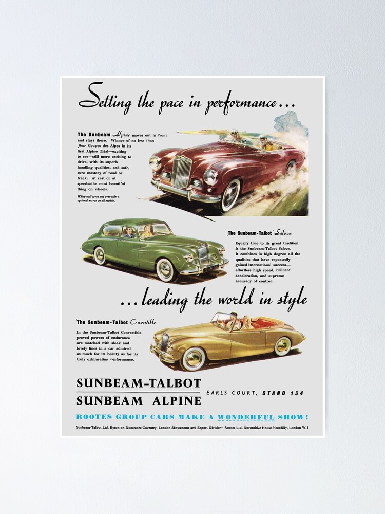 "SUNBEAM-TALBOT / SUNBEAM ALPINE" Poster by ThrowbackMotors | Redbubble
