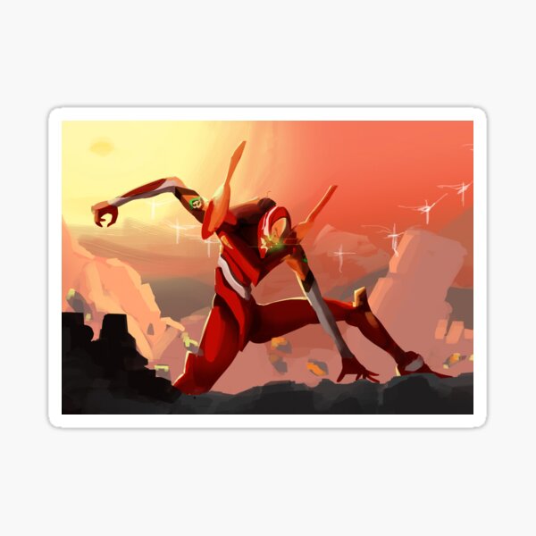 "Evangelion EVA-02 Asuka" Sticker by terpres | Redbubble