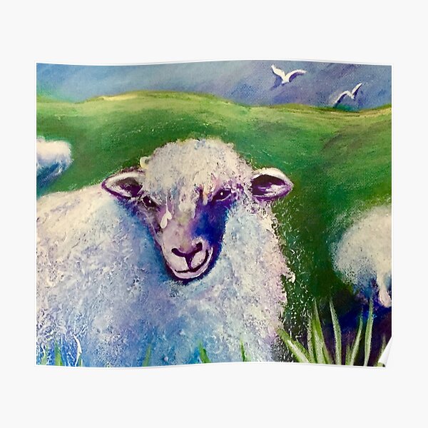 "Grinning Sheep . " Poster for Sale by Angelahh | Redbubble