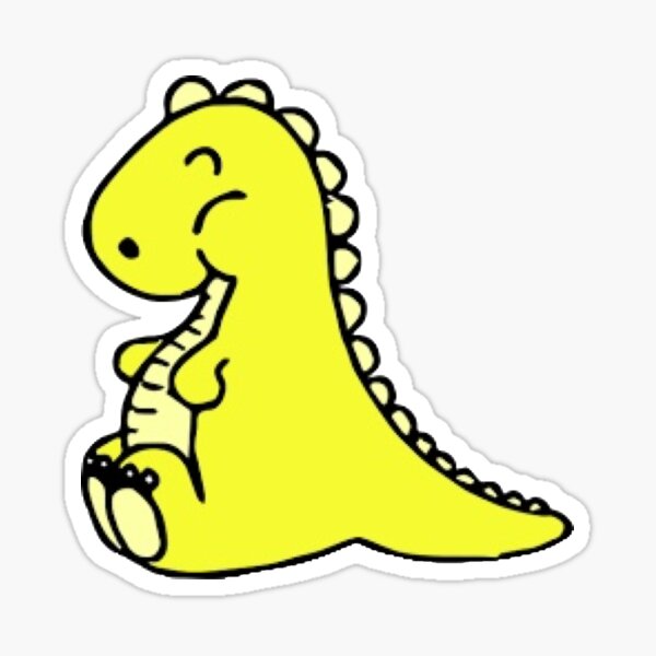 "Yellow Dinosaur Sticker" Sticker by tullabee | Redbubble