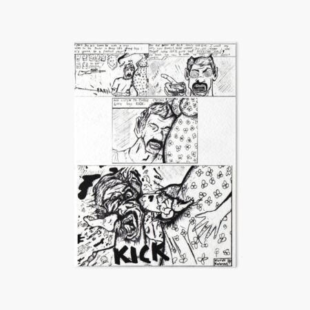 "Mr. Moustache comic by Kurt Cobain" Art Board Print by FatJesusOMG ...