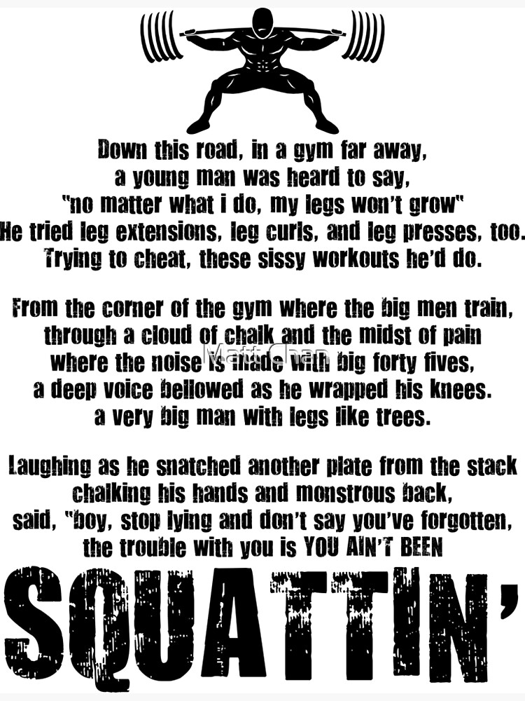 "Squat Poem" Poster for Sale by mchanfitness | Redbubble
