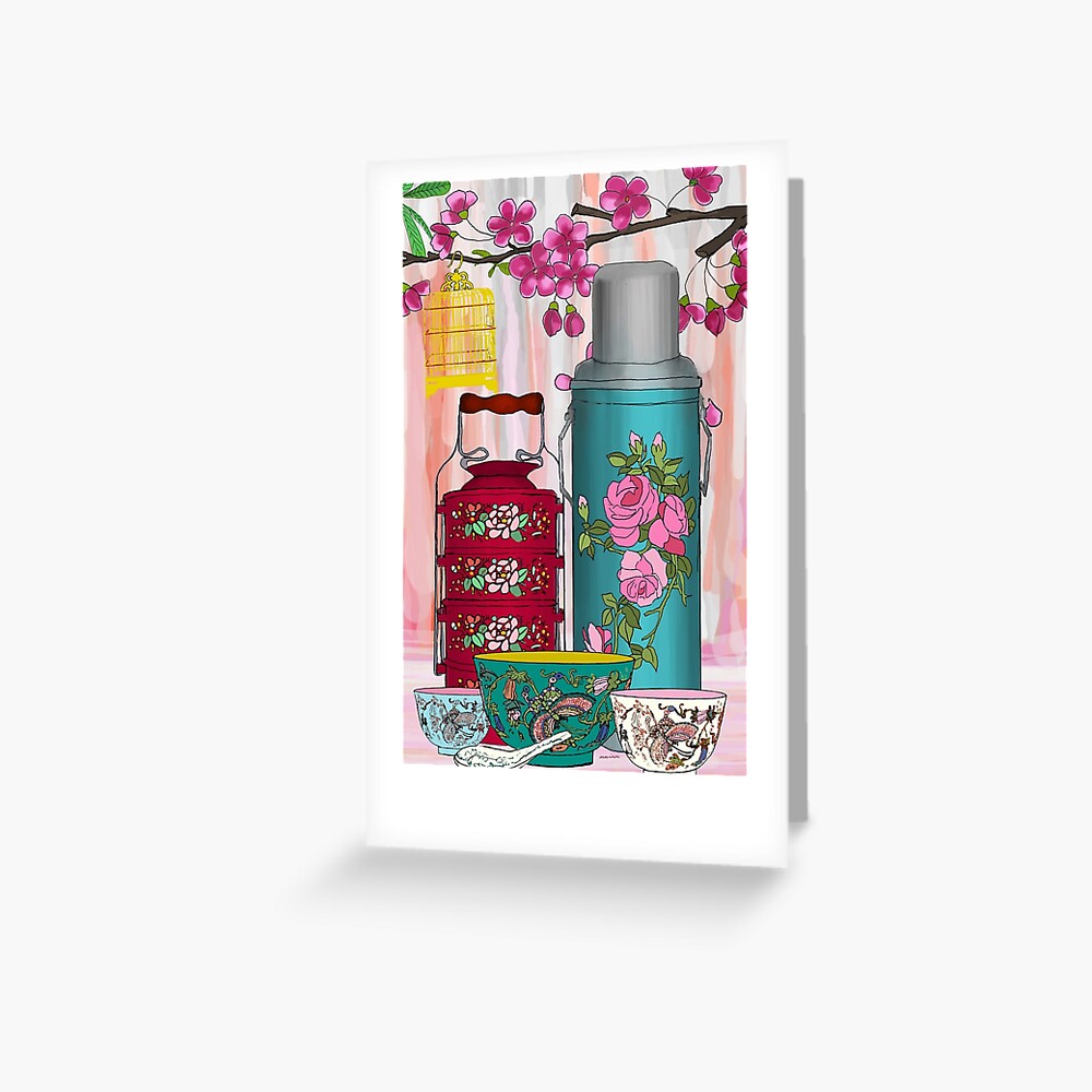 "PERANAKAN NYONYA TIFFIN red" Greeting Card for Sale by designsMM ...