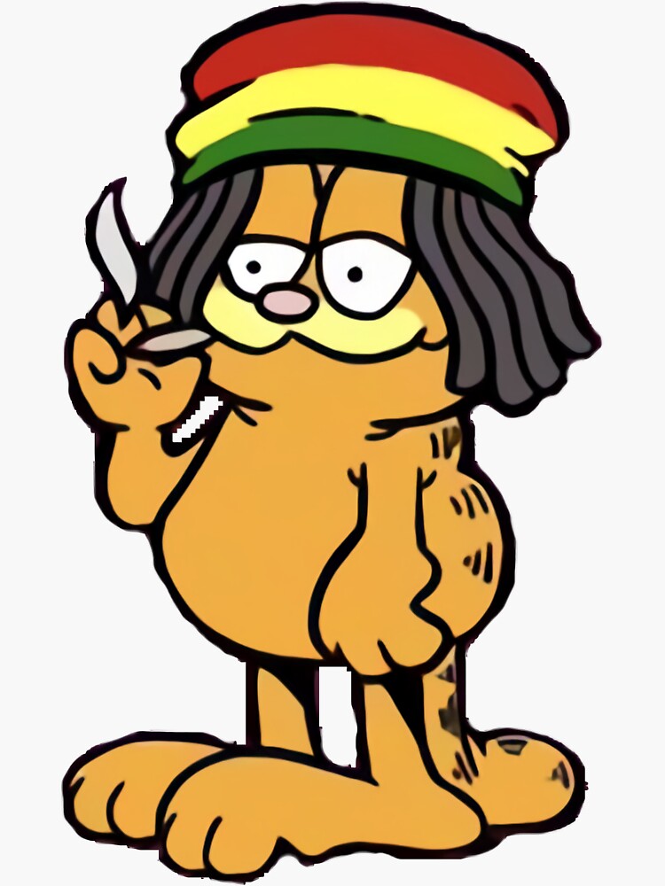 "Rastafarian Garfield" Sticker for Sale by Regseh | Redbubble