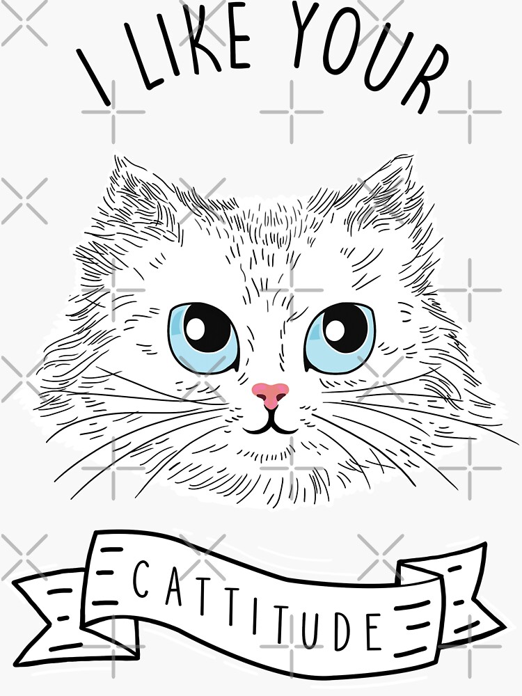 "Cattitude " Sticker for Sale by SuperrSunday | Redbubble