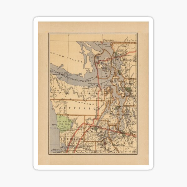 "Vintage Map of The Puget Sound (1876)" Sticker for Sale by ...
