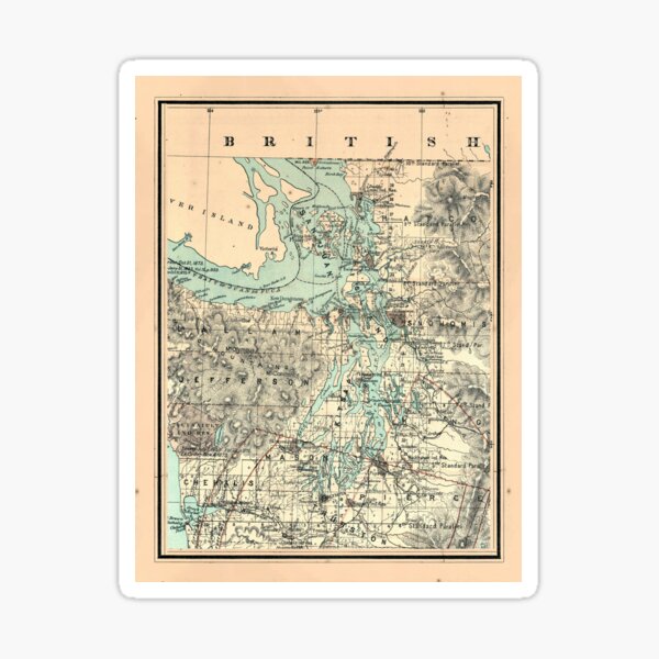 "Vintage Map of The Puget Sound (1883)" Sticker for Sale by ...