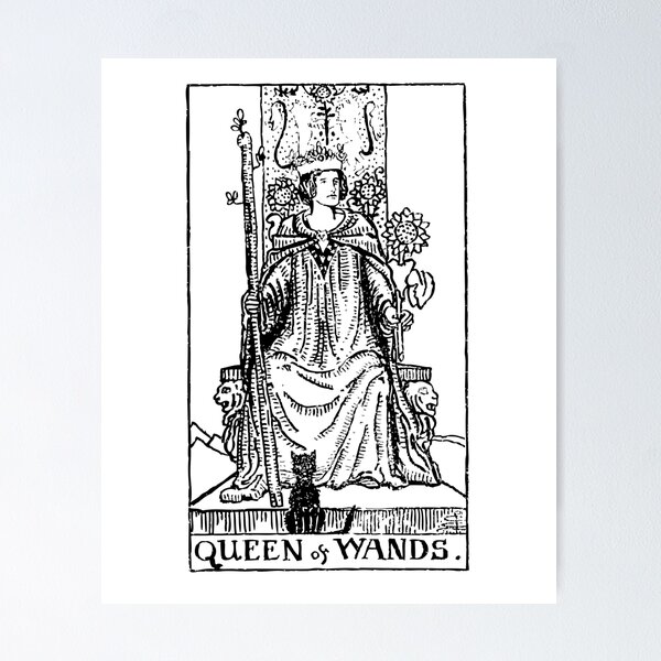 Póster for Sale con la obra «Carta del Tarot: Reina de Bastos en blanco ...