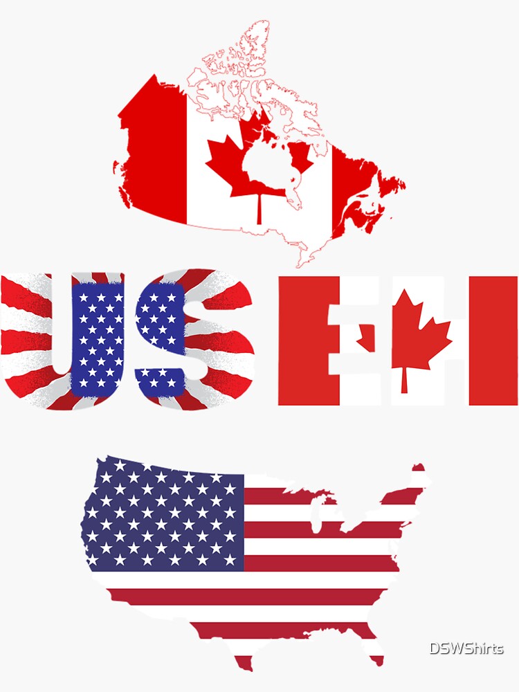 "USEH Tshirt US EH Shirt American Flag Canadian Flag" Sticker for Sale ...