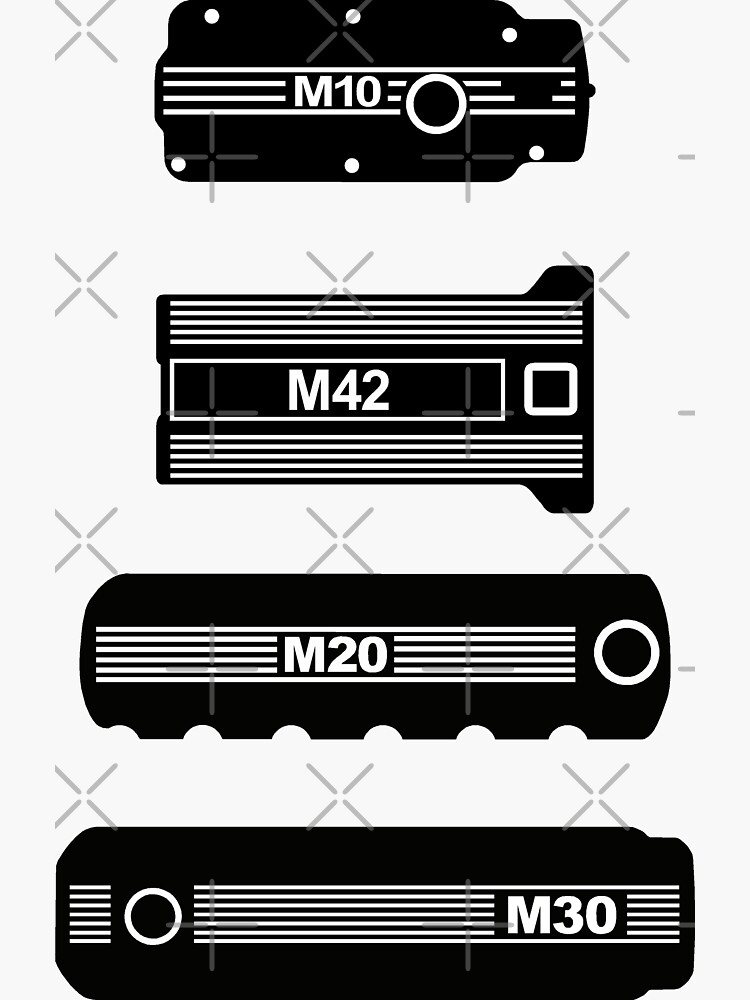 "M10 | M42 | M20 | M30 engine valve cover theme" Sticker for Sale by ...