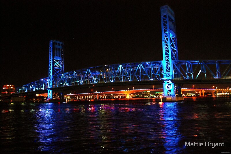 "Blue Bridge By Night (Jacksonville ,FL)" by Mattie Bryant | Redbubble