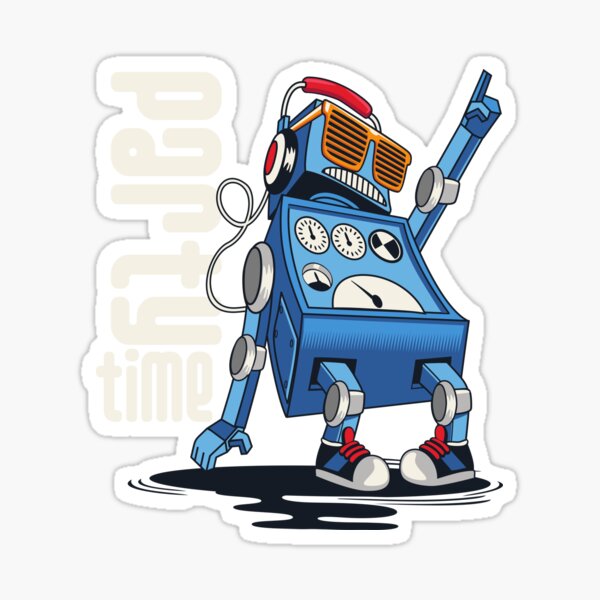 "Party Time Robot - Dancing Hip Hop Robotics" Sticker for Sale by ...