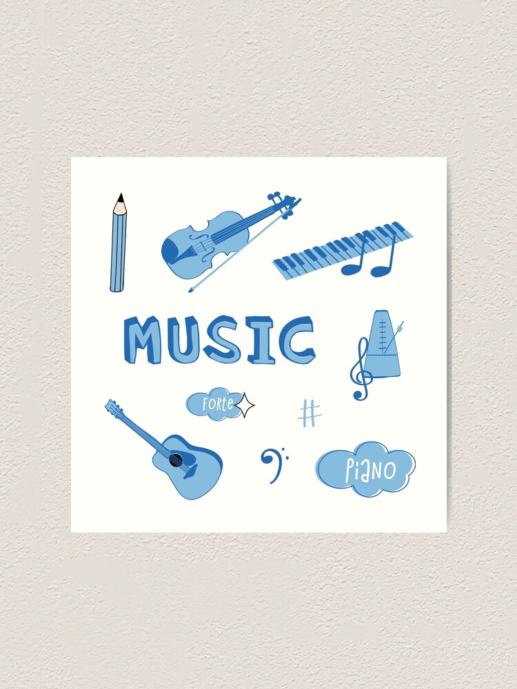 "Light Blue Music School Subject Sticker Pack" Art Print for Sale by ...