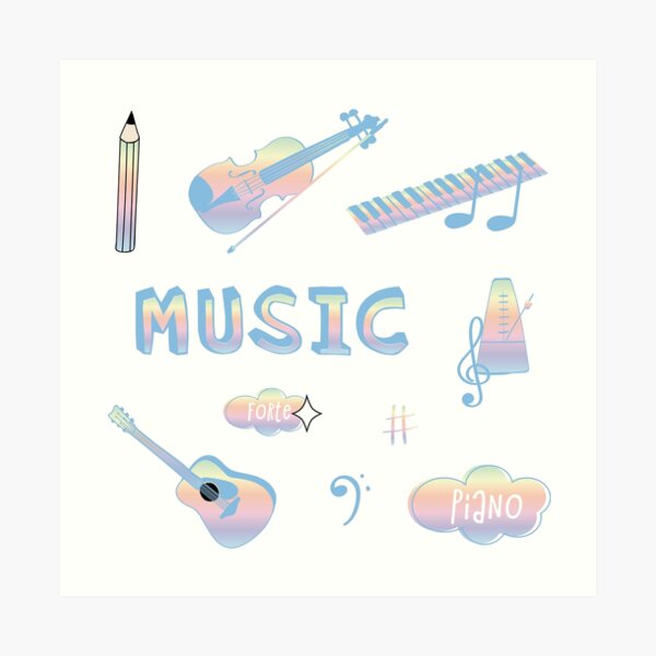 "Pastel Rainbow Music School Subject Sticker Pack" Art Print by The ...