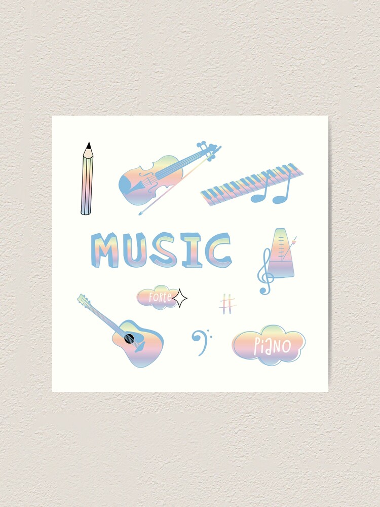 "Pastel Rainbow Music School Subject Sticker Pack" Art Print by The ...