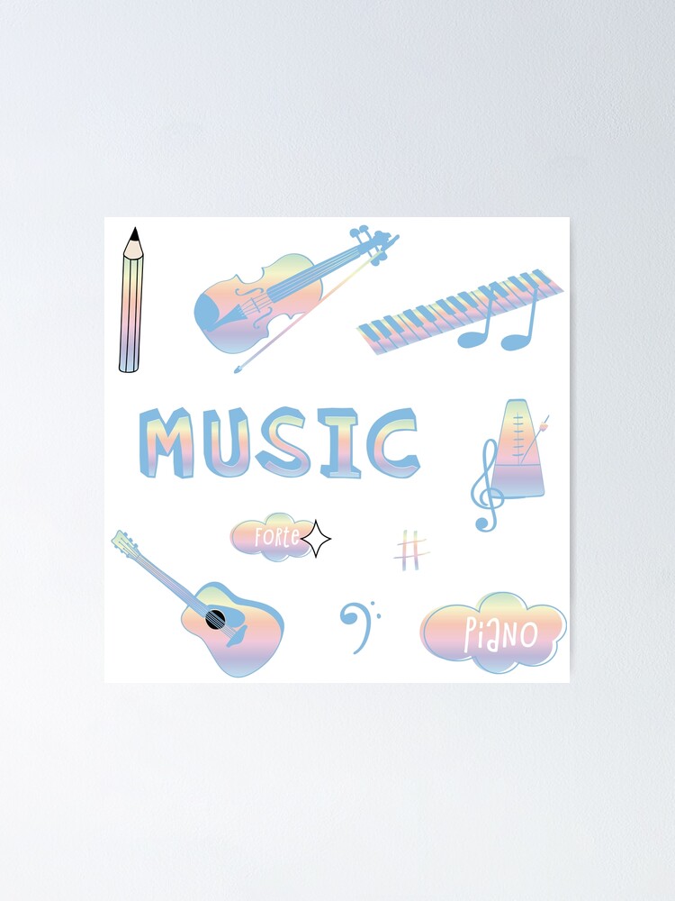 "Pastel Rainbow Music School Subject Sticker Pack" Poster for Sale by ...