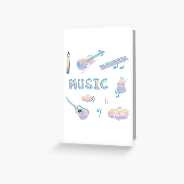 "Pastel Rainbow Music School Subject Sticker Pack" Greeting Card for ...