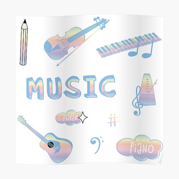 "Pastel Rainbow Music School Subject Sticker Pack" Poster for Sale by ...