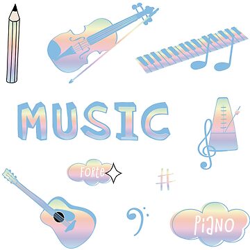 "Pastel Rainbow Music School Subject Sticker Pack" Sticker for Sale by ...