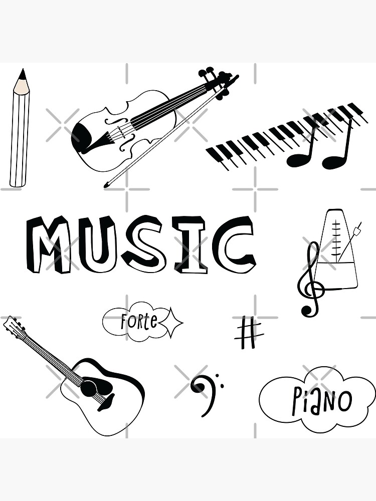 "White Music School Subject Sticker Pack" Poster for Sale by The-Goods ...