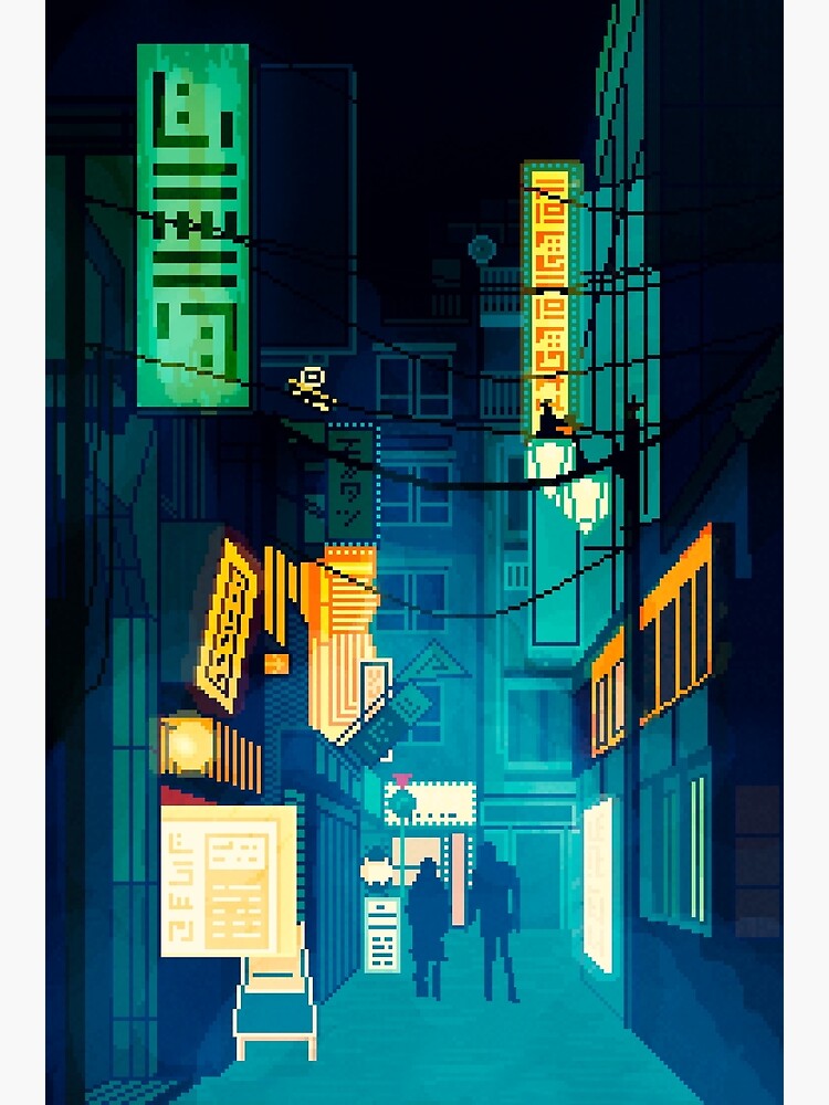 "Japan City Night Pixel Art Cyberpunk" Art Print by ricardojuchem ...