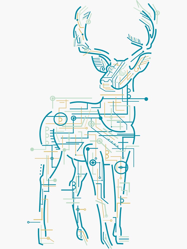 "Cyber Deer" Sticker for Sale by Art-Man | Redbubble