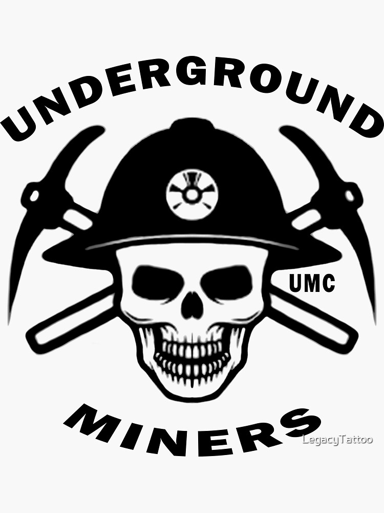 "Underground miner skull" Sticker for Sale by LegacyTattoo | Redbubble