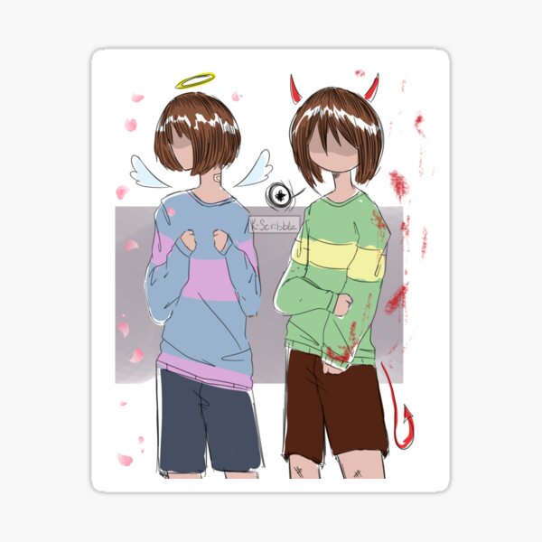 "Frisk and Chara Doodle" Sticker for Sale by K-Scribblz | Redbubble
