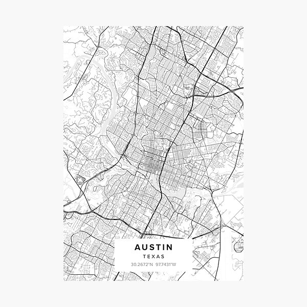 "Austin TX Map" Photographic Print for Sale by Kara515 | Redbubble