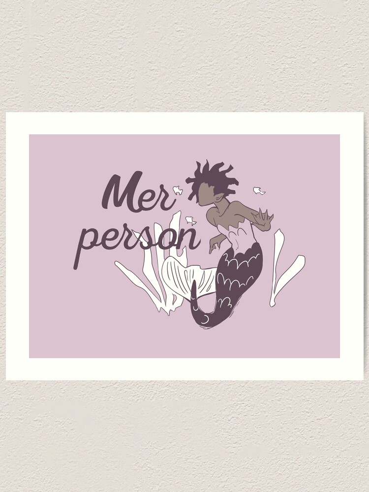 "Merperson Non-binary Mermaid Merman (Dark Skin)" Art Print for Sale by ...