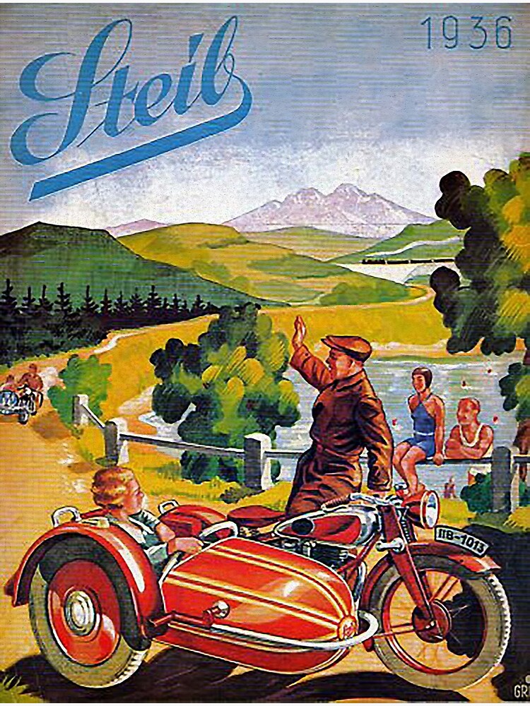 "Vintage 1936 Steib Motorcycle Sidecar Advertisement" Photographic ...