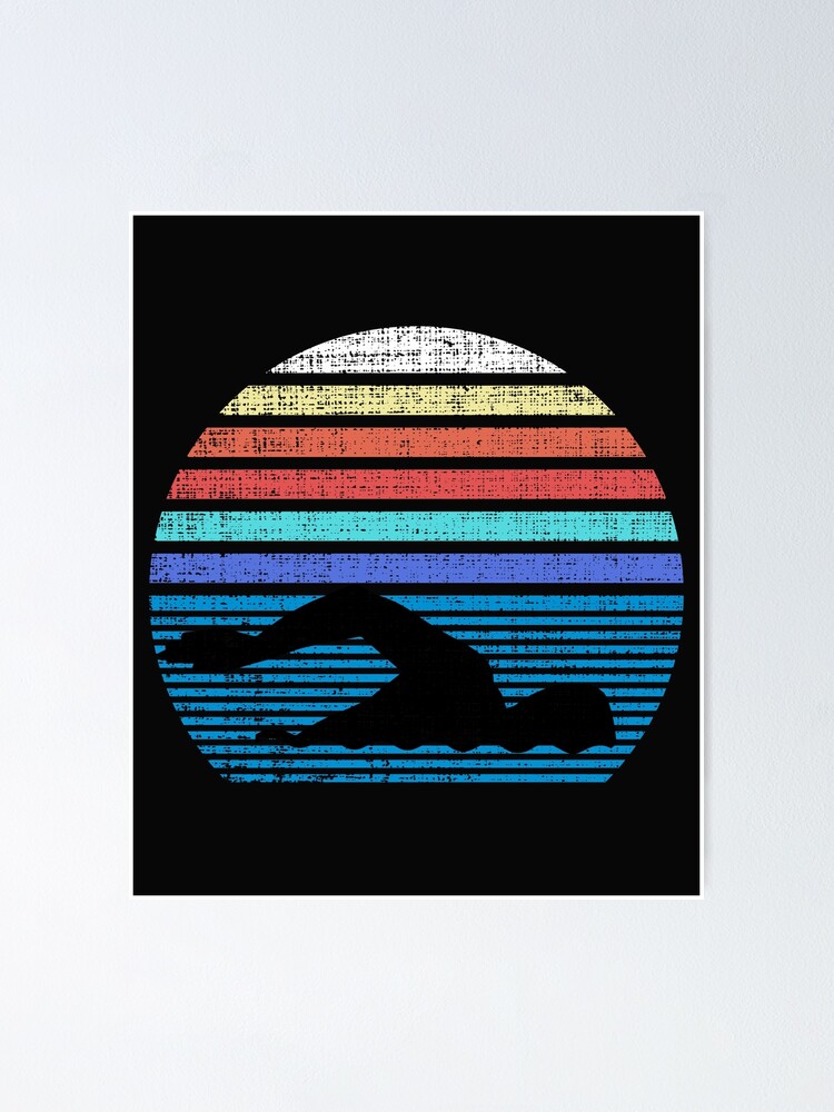 "Vintage Retro Swim Swimmer Swimming 80s T-Shirt Tee Gifts" Poster by ...