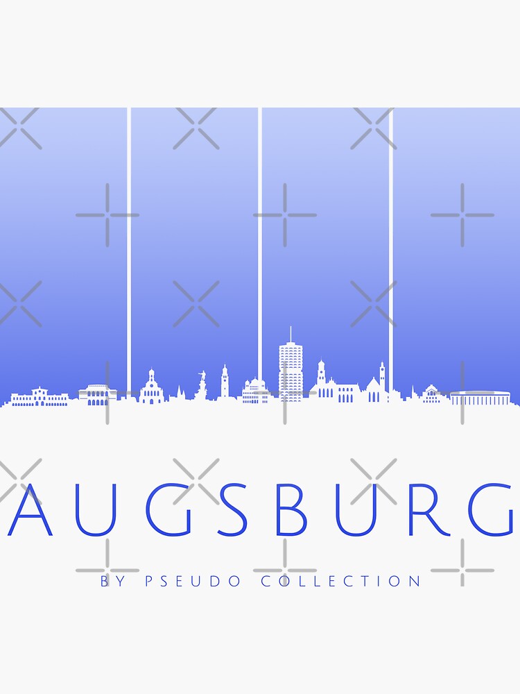 "Skyline Augsburg blue" Sticker for Sale by PCollection | Redbubble