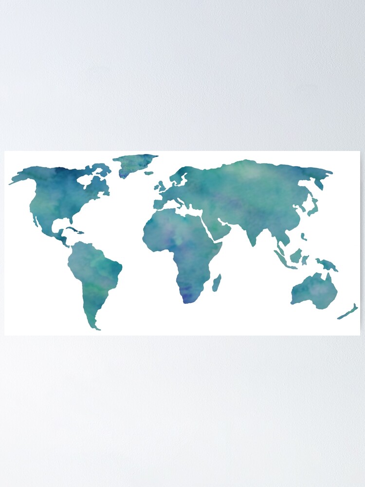 "Watercolour blue world map" Poster by ferbal | Redbubble